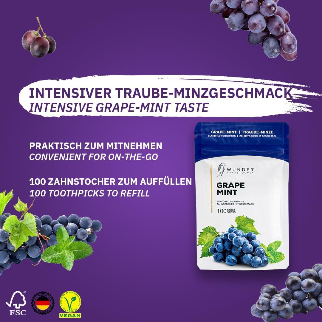 Wonder Toothpick Refill Pack - Flavored Plastic-Free Sugar-Free Grape ...