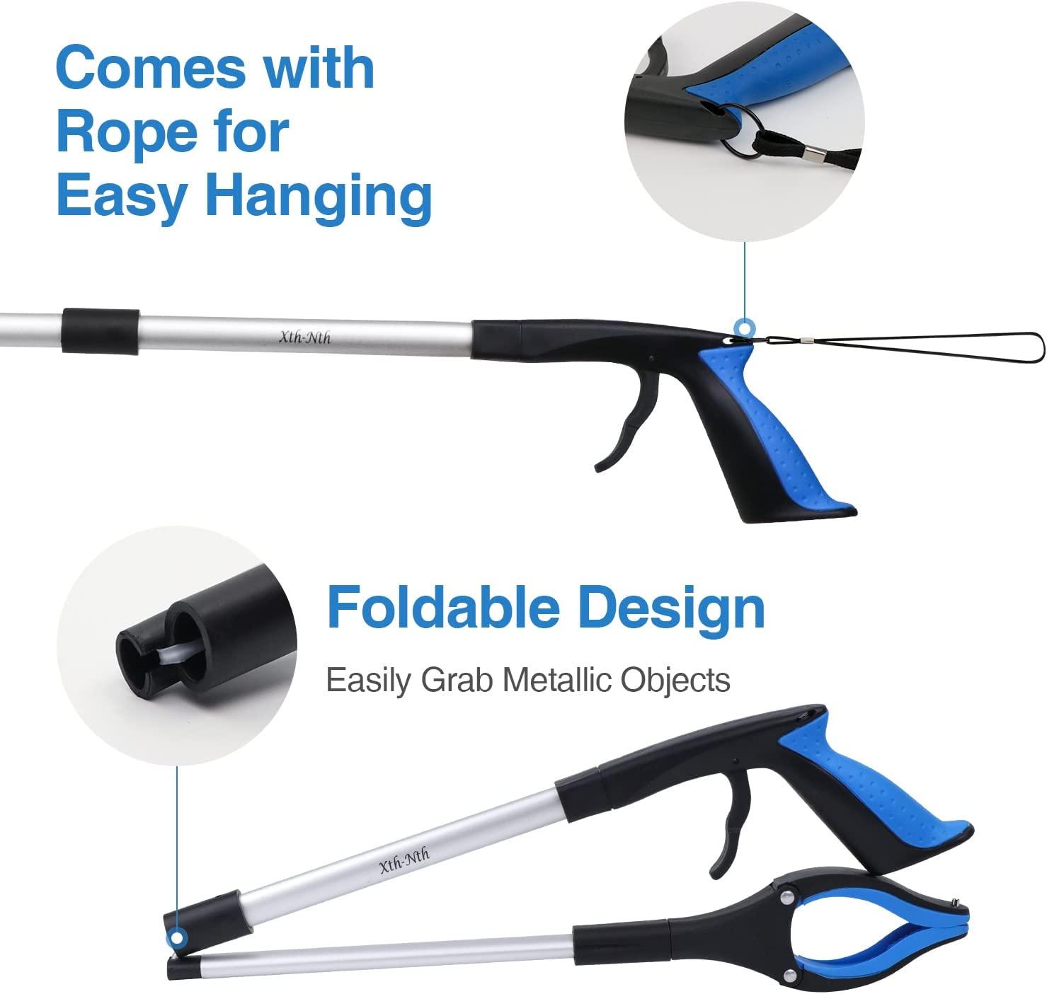 2-Pack Grabber Reacher Tool 32 Inch Extra Long Steel Foldable Pick Up Stick with Strong Grip ...