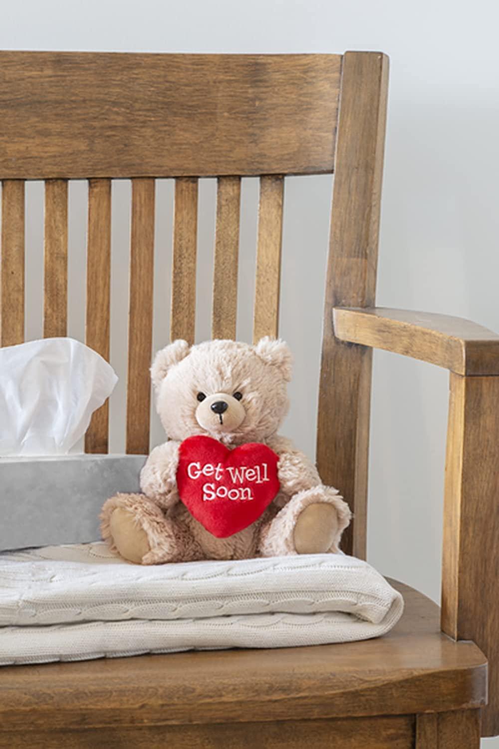 Feel Better Teddy Bear with Red Heart | Get Well Soon Gifts for Men ...