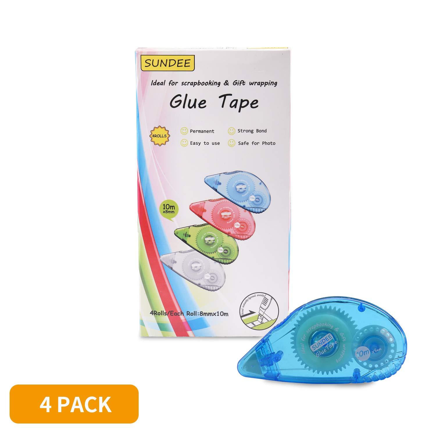 Double Sided Adhesive Scrapbook Runner Tape Roller - 4 Pack, 360-Inch ...
