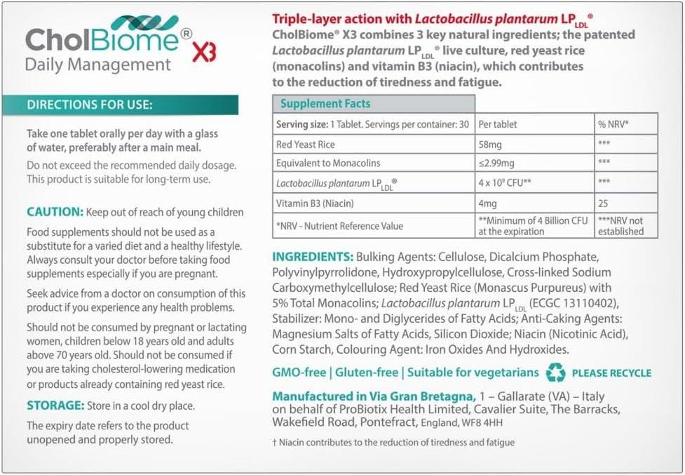 CholBiome®X3 Tablets Multivitamin with Vitamin B Complex, Probiotics ...