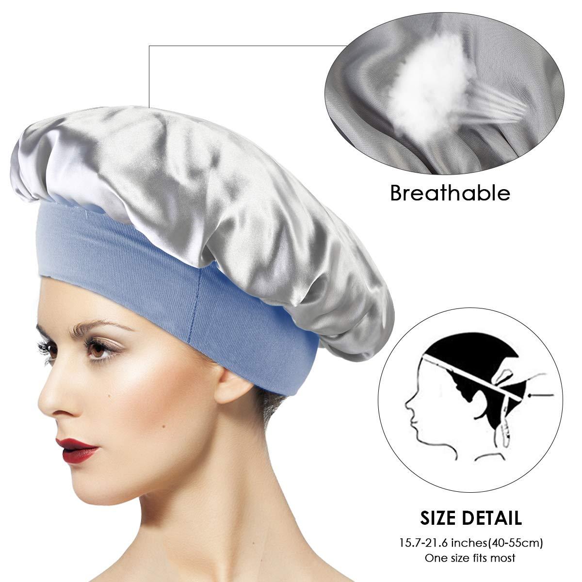 Wide-Brimmed Satin Night Caps 3-Pack for Women - Wine Red, Black ...