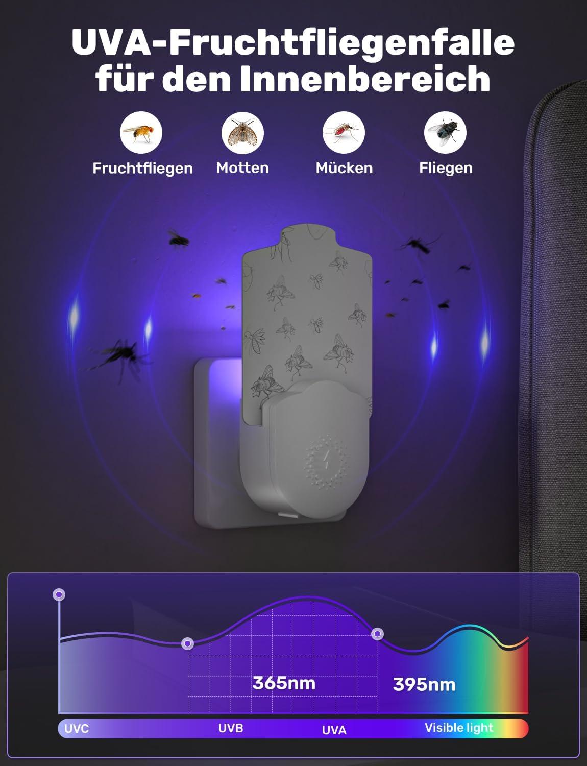 YISSVIC Electric Fruit Fly Trap with UV Light & 5 Stickers - Effective ...