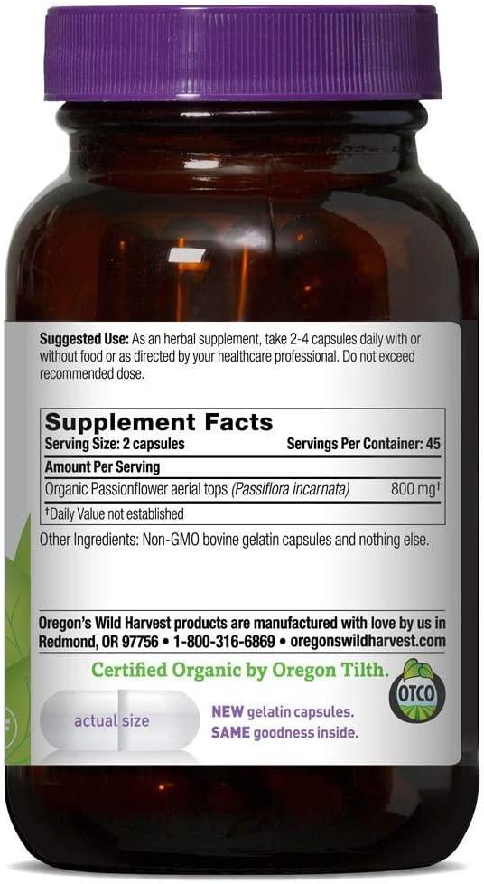 Oregons Wild Harvest Passionflower 90 Gelatin Capsules