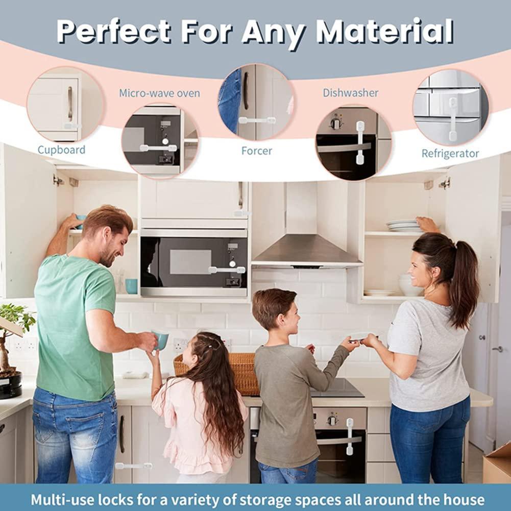 Premium Child Safety Locks - 6 Piece Adjustable Baby Cabinet Protection ...