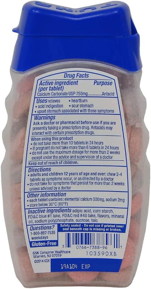 Tums Extra Strength 750 Chewable Tablets Assorted Berries - 96 Count ...