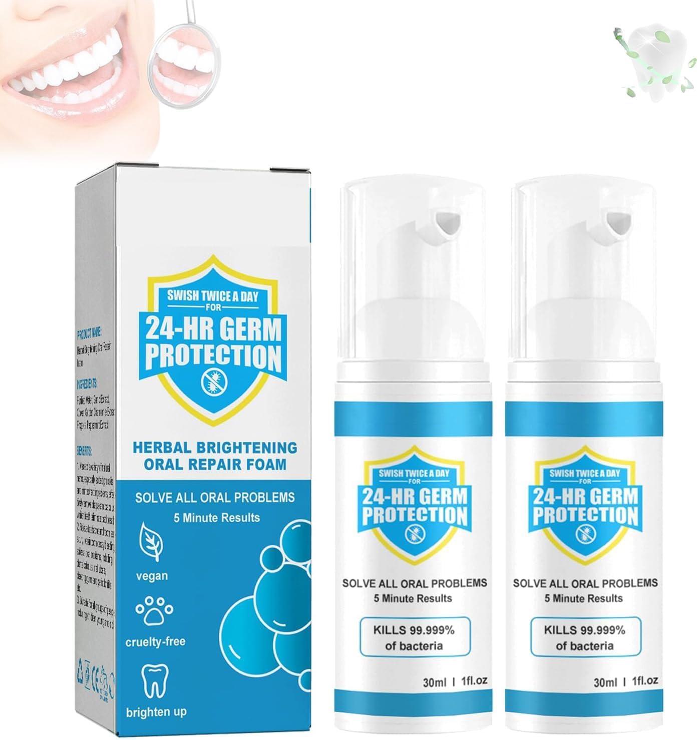 Herbal Brightening Oral Repair Foam | Tooth Whitening Mousse for Deep ...