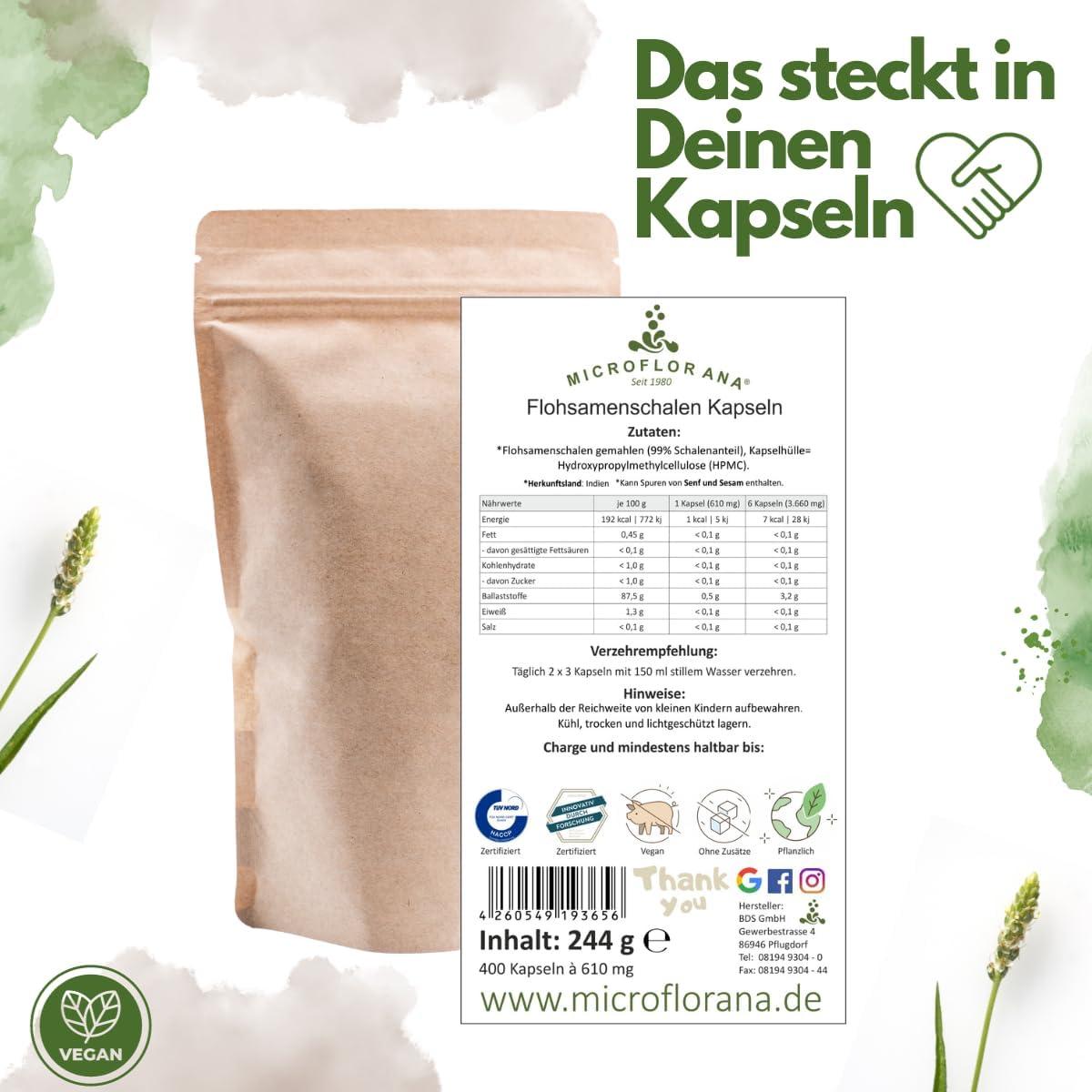 Microflorana Psyllium Capsules - 400 High-Dose Capsules (3 660 mg ...