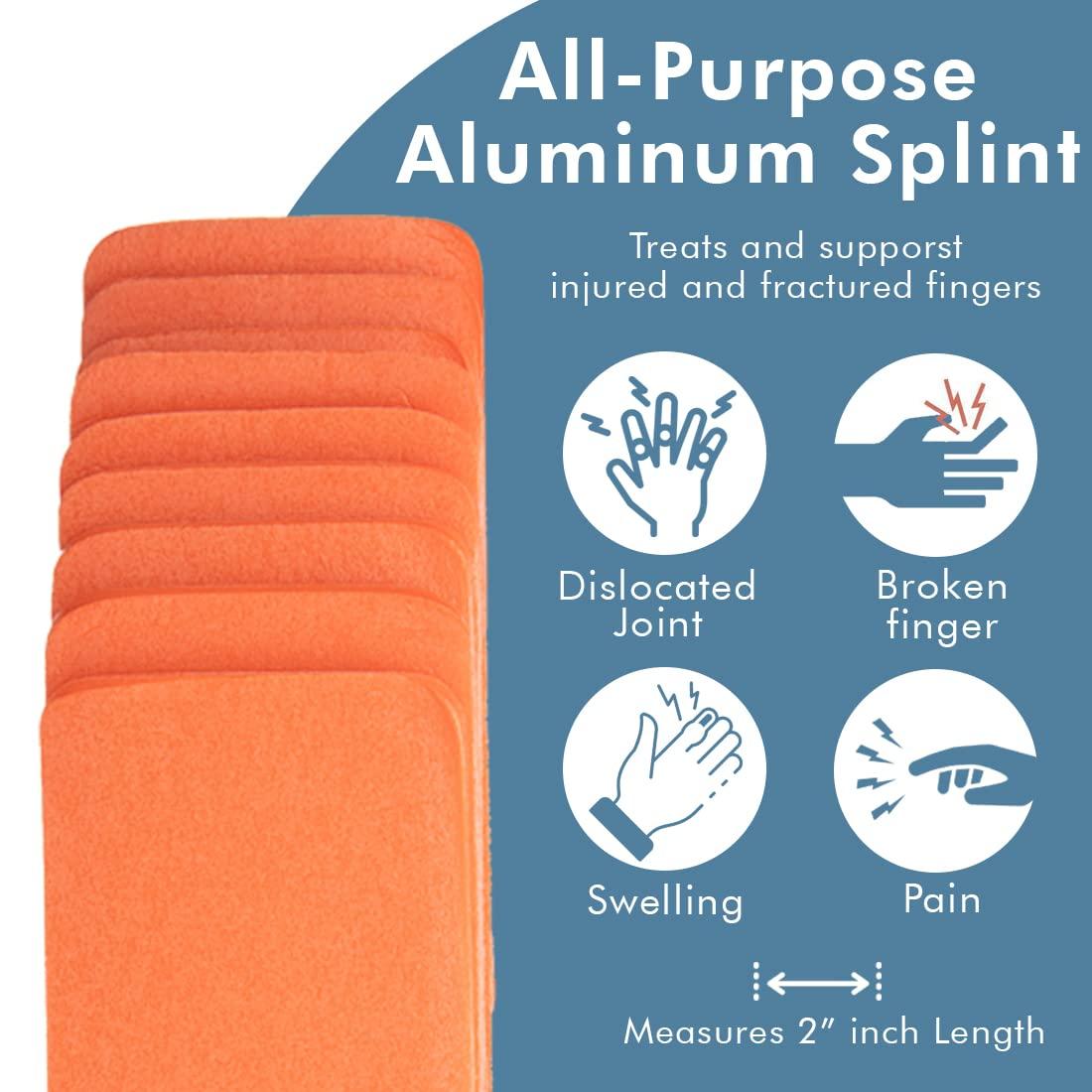 Novamedic 2 Finger Splint 20 Pack - Aluminum, Padded, Waterproof Brace ...
