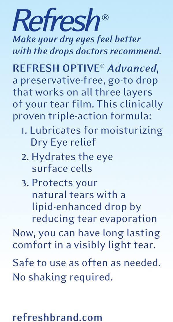 Refresh Optive Advanced Lubricant Eye Drops Preservative-Free 0.01 Fl ...