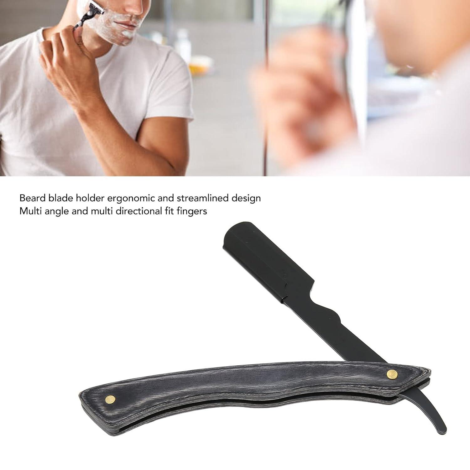 Professional Stainless Steel Straight Edge Beard Blade Holder ...
