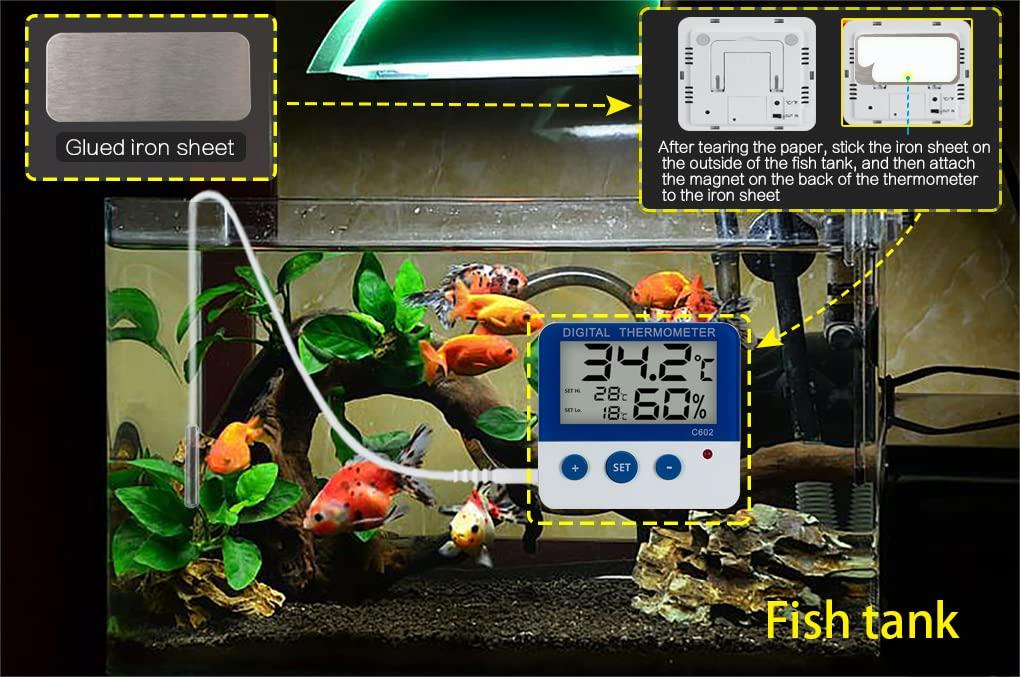 LXSZRPH Reptile Thermometer Hygrometer with High Low Temperature Alarm ...