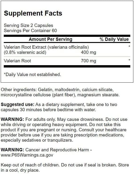 Swanson Valerian Root (Standardized) 200mg 120 Capsules - Natural Sleep ...