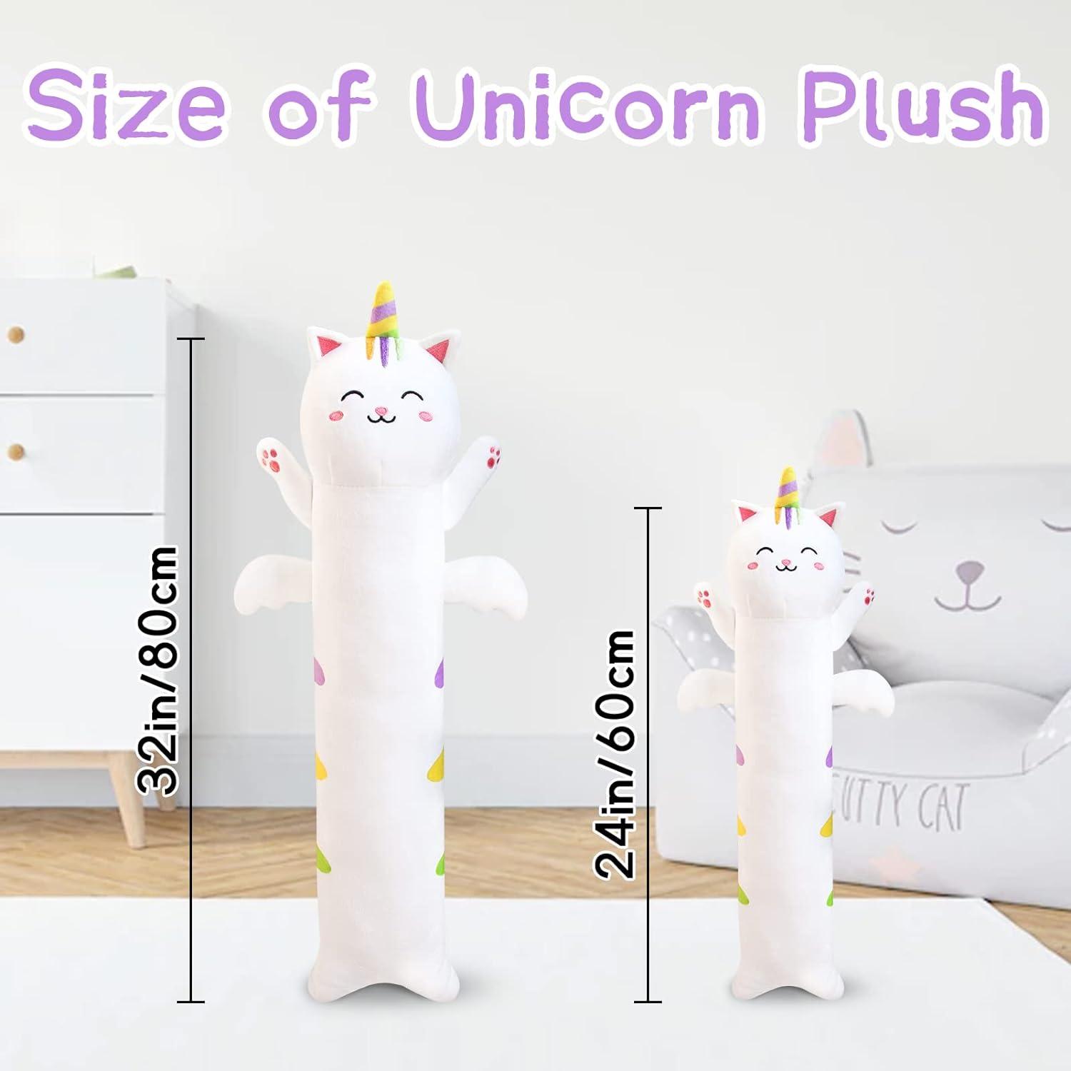 80cm Long Unicorn Plush Pillow | Kawaii Unicorn Stuffed Animal Hugging ...
