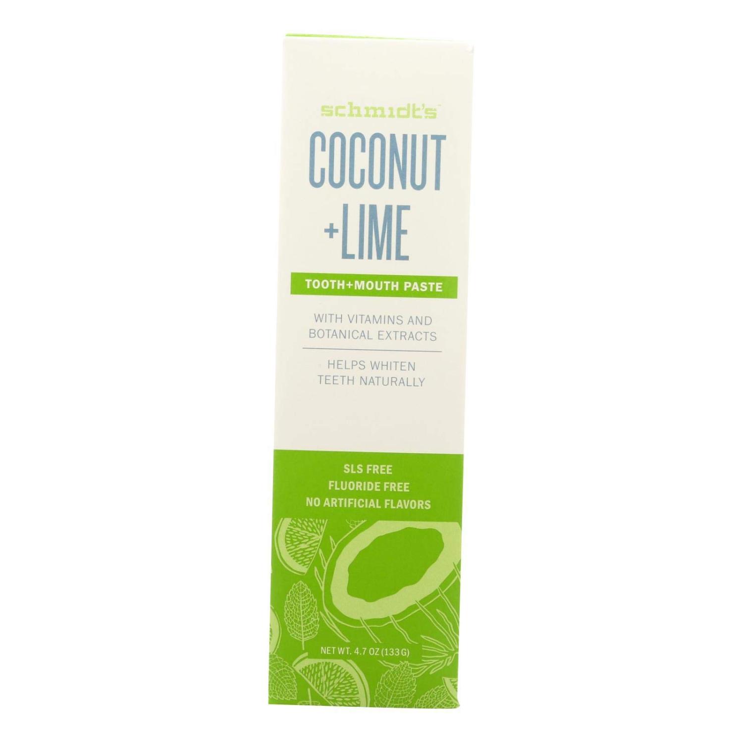 Schmidt's Coconut Lime Toothpaste - 4.7 oz Natural & Fluoride-Free ...