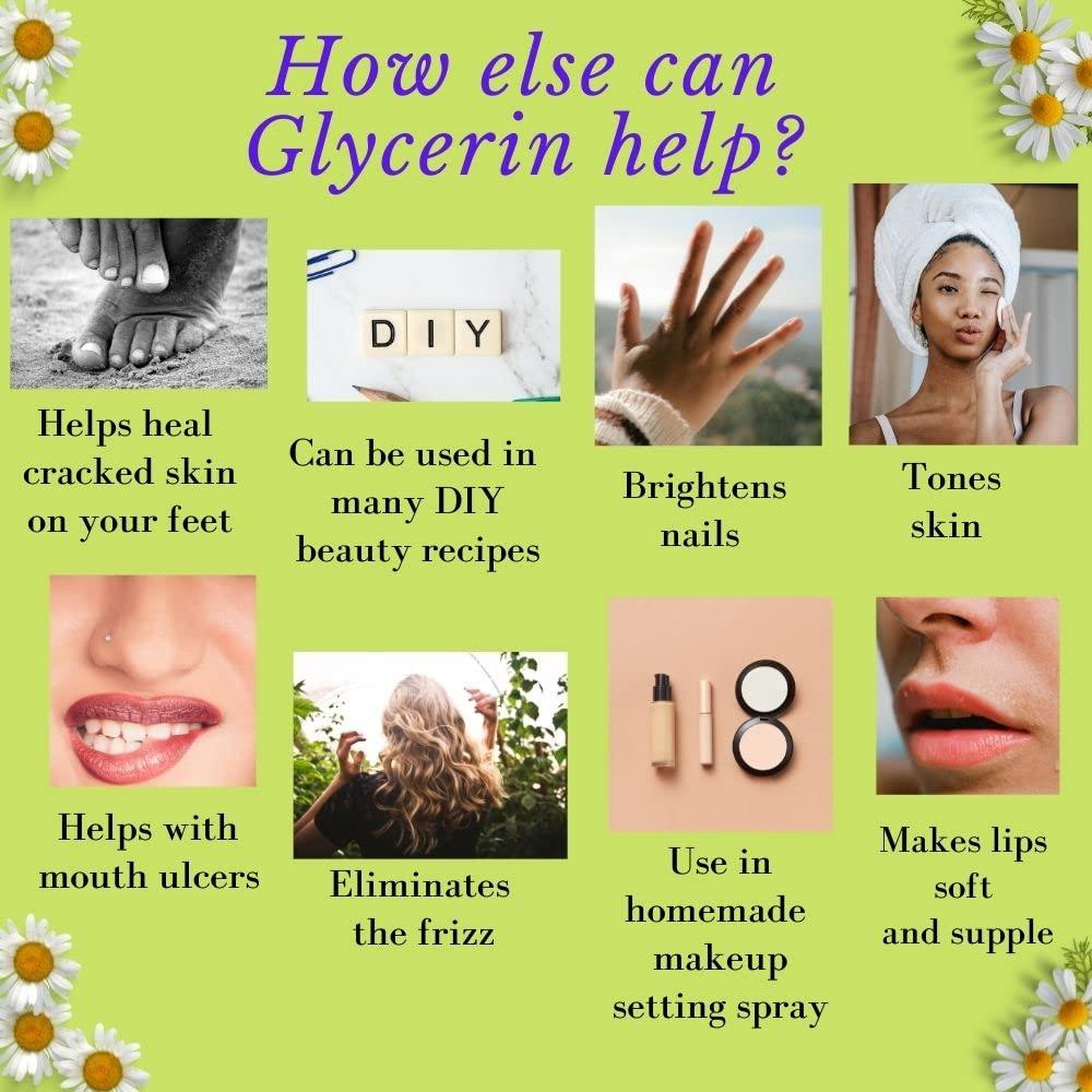 Organic Flax Seed Glycerin Liquid - 100% Pure | Food Grade for Skin, Face, Hands, Hair - Ideal ...