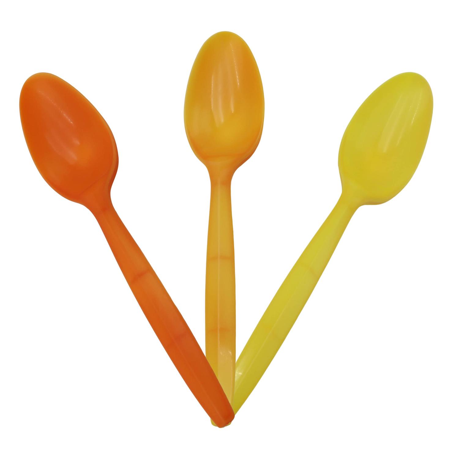 100 Yellow to Orange Color Changing Spoons - Bulk Fun Ice Cream Spoons ...