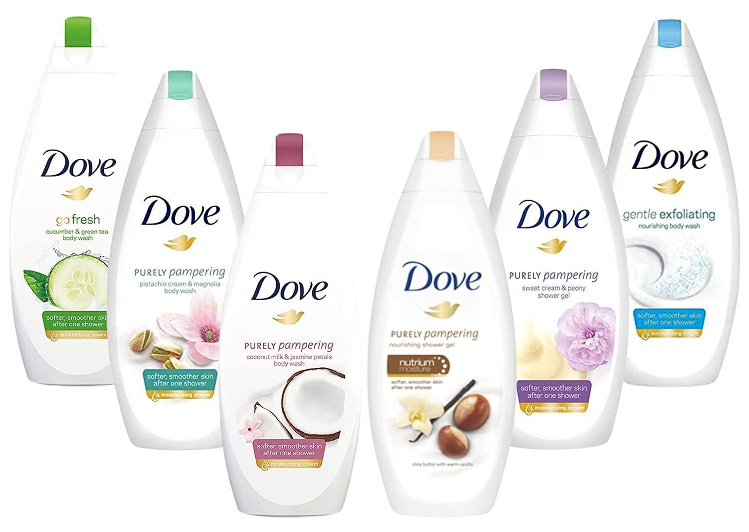 Dove Body Wash Variety Set - 6 Gentle Exfoliating & Pampering Scents ...