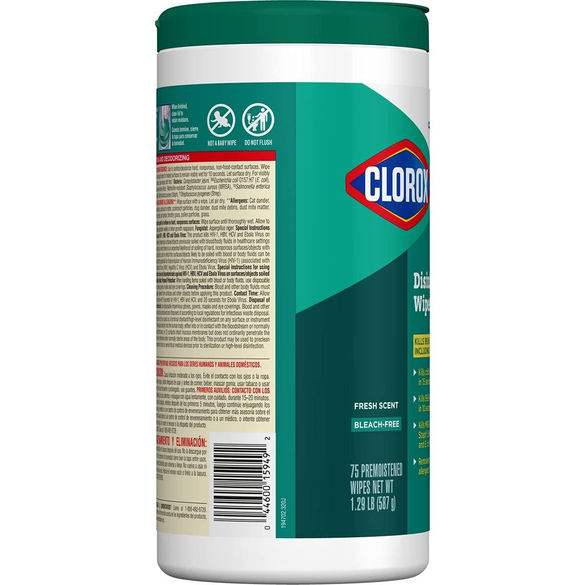 CloroxPro Disinfecting Wipes Fresh Scent 75 Count - Pack of 6 | 15949 ...