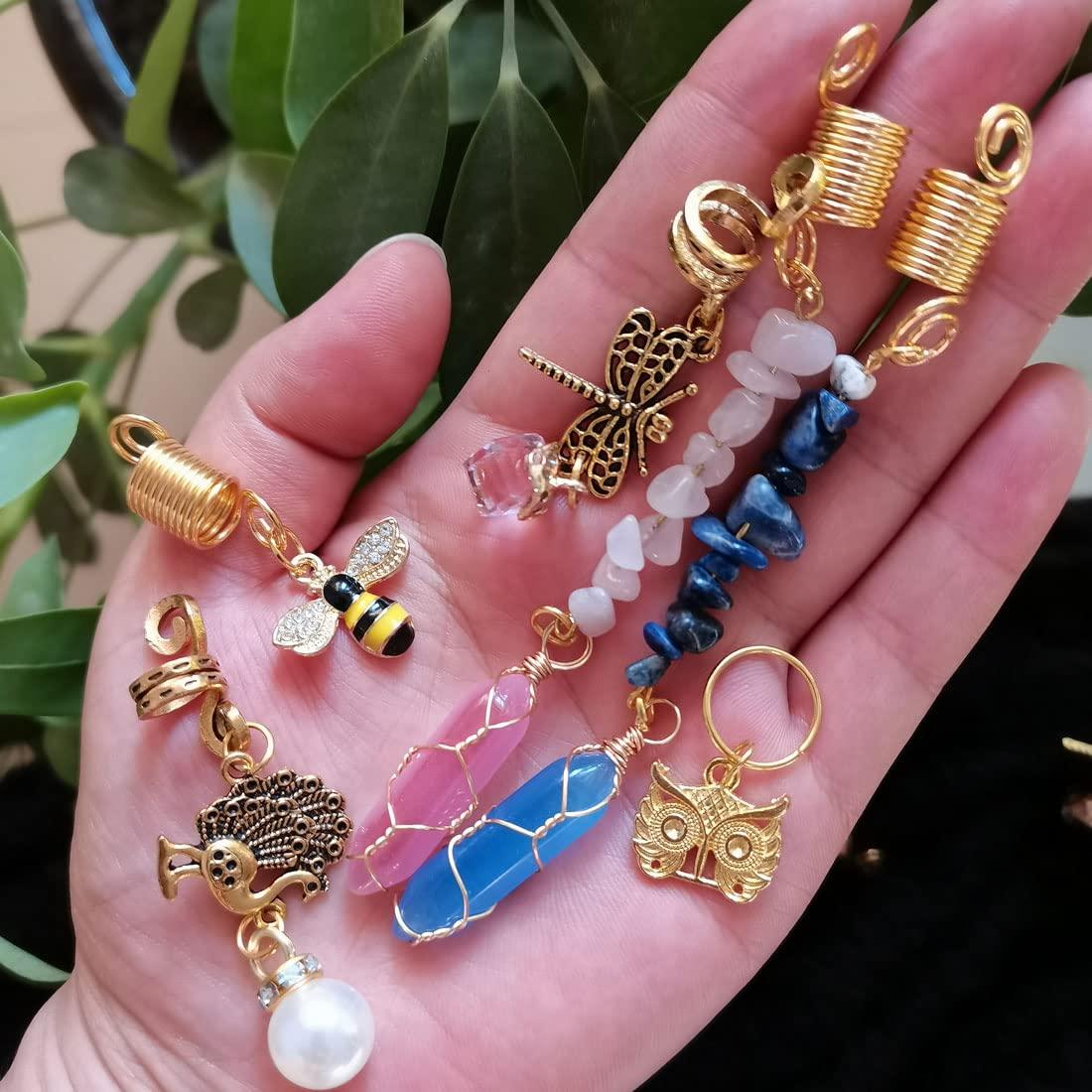 12 PCS Locs Hair Jewelry Braids Hair Clips - Adjustable Hair Cuffs with ...