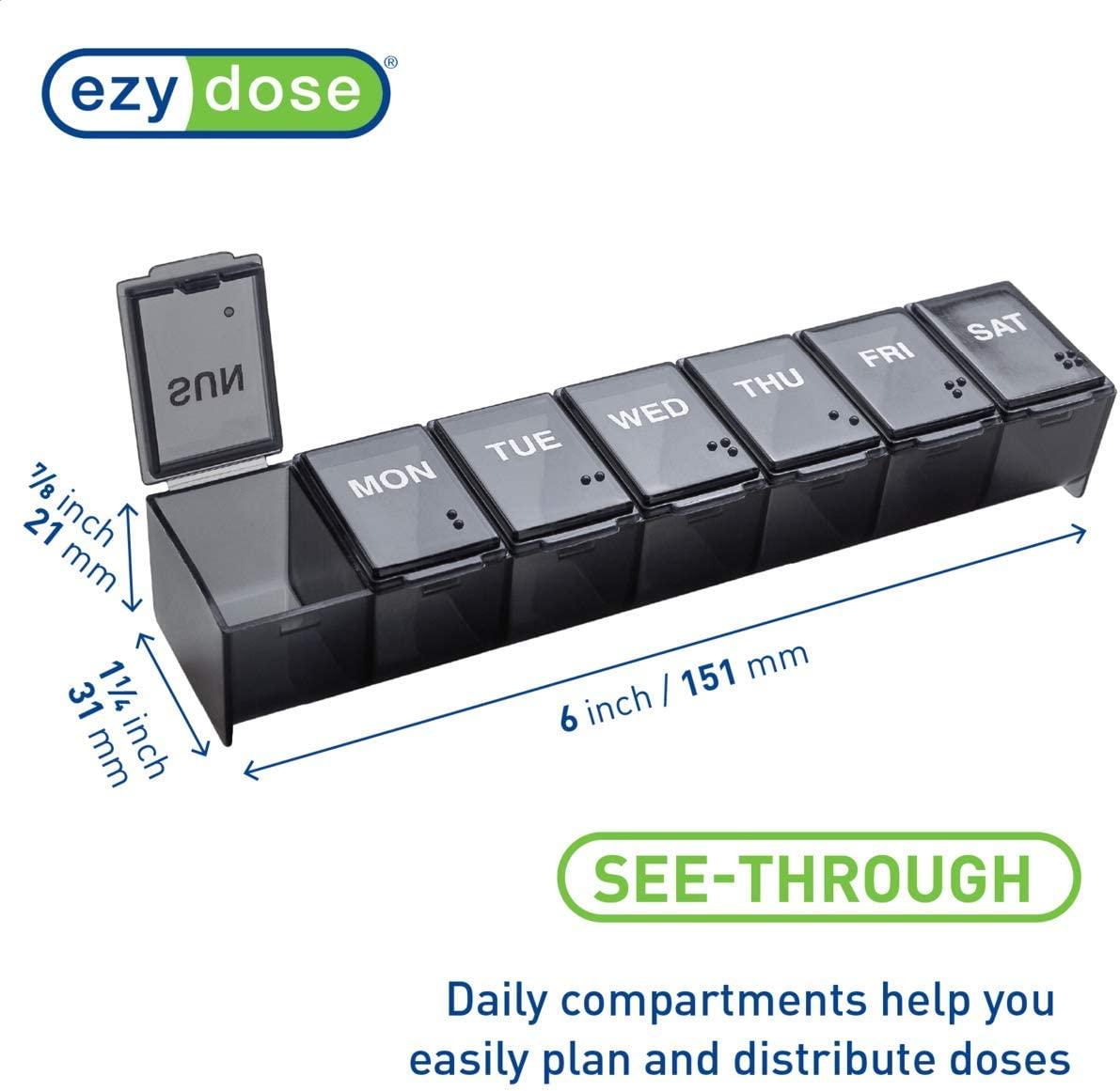 Ezy Dose Weekly Pill Organizer & Vitamin Case - 7-Day Medicine Box with ...