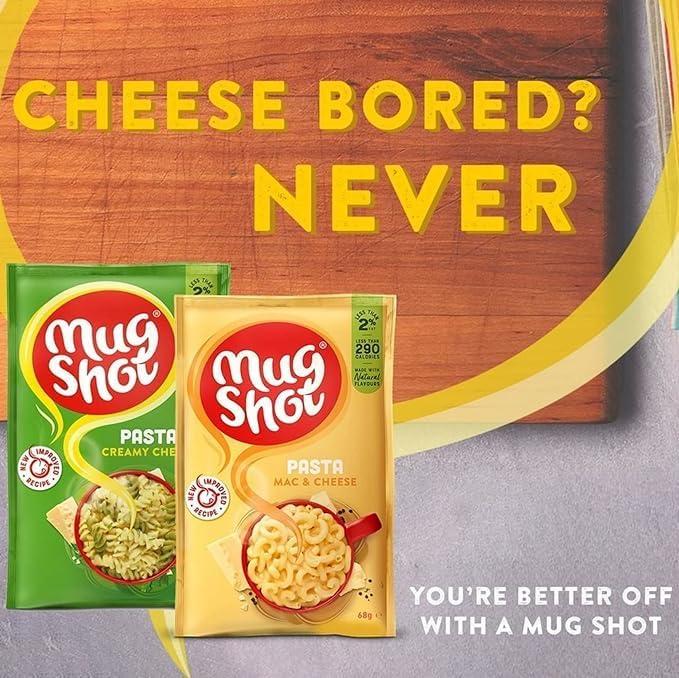 Mug Shot Instant Pasta Ready Meal - Quick Cheesy Pasta Perfect for ...