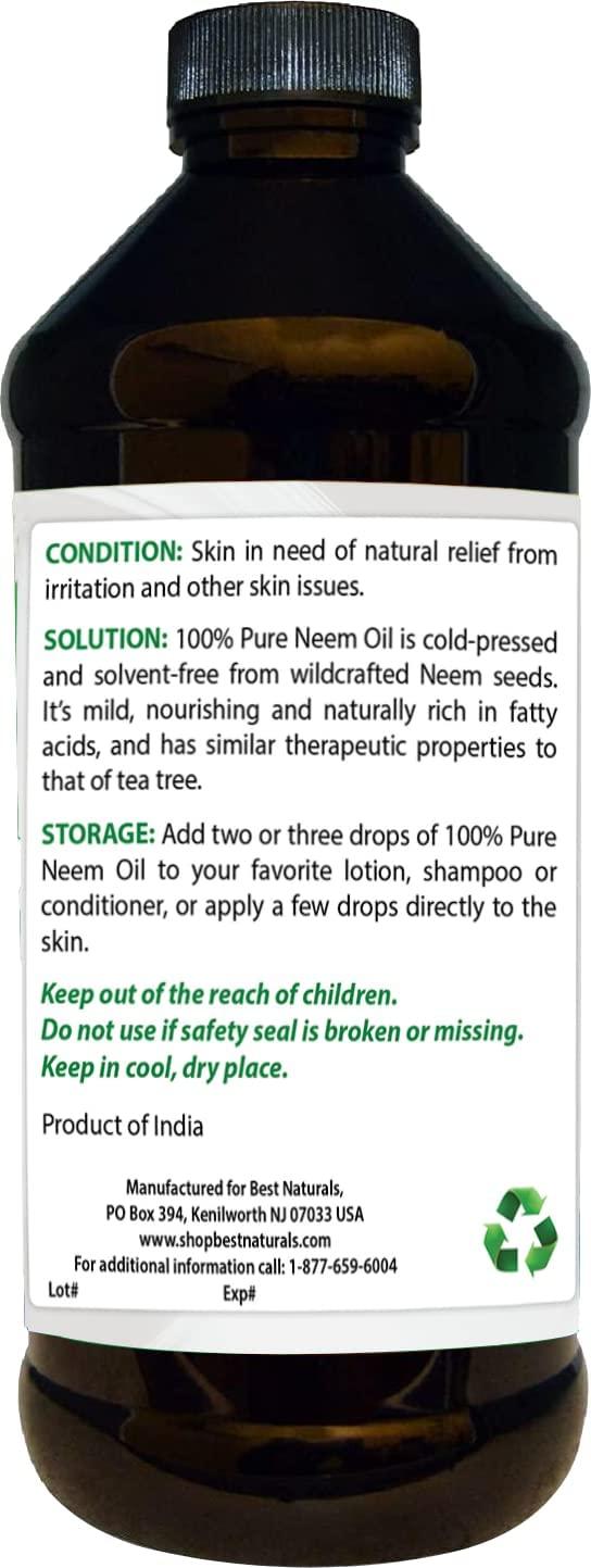 Best Naturals 100% Pure Neem Oil - 16 oz | Cold Pressed & Unrefined ...