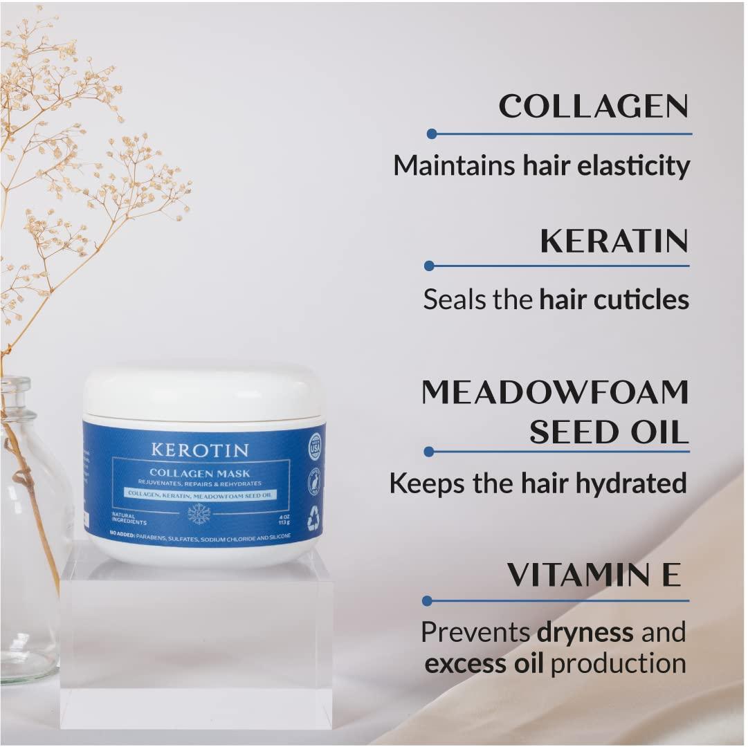 Kerotin Collagen Hair Mask Treatment - Restores, Moisturizes, and ...