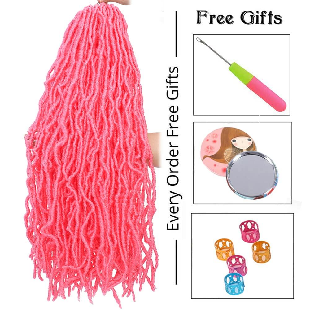 18 Inch Pink Soft Locs Crochet Hair 6 Packs - Butterfly Faux Locs Pre ...