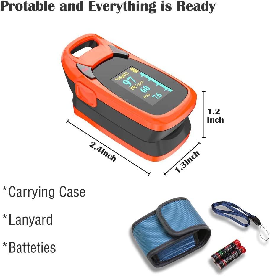 Fingertip Pulse Oximeter with Plethysmograph and Perfusion Index, Large OLED Display Blood ...
