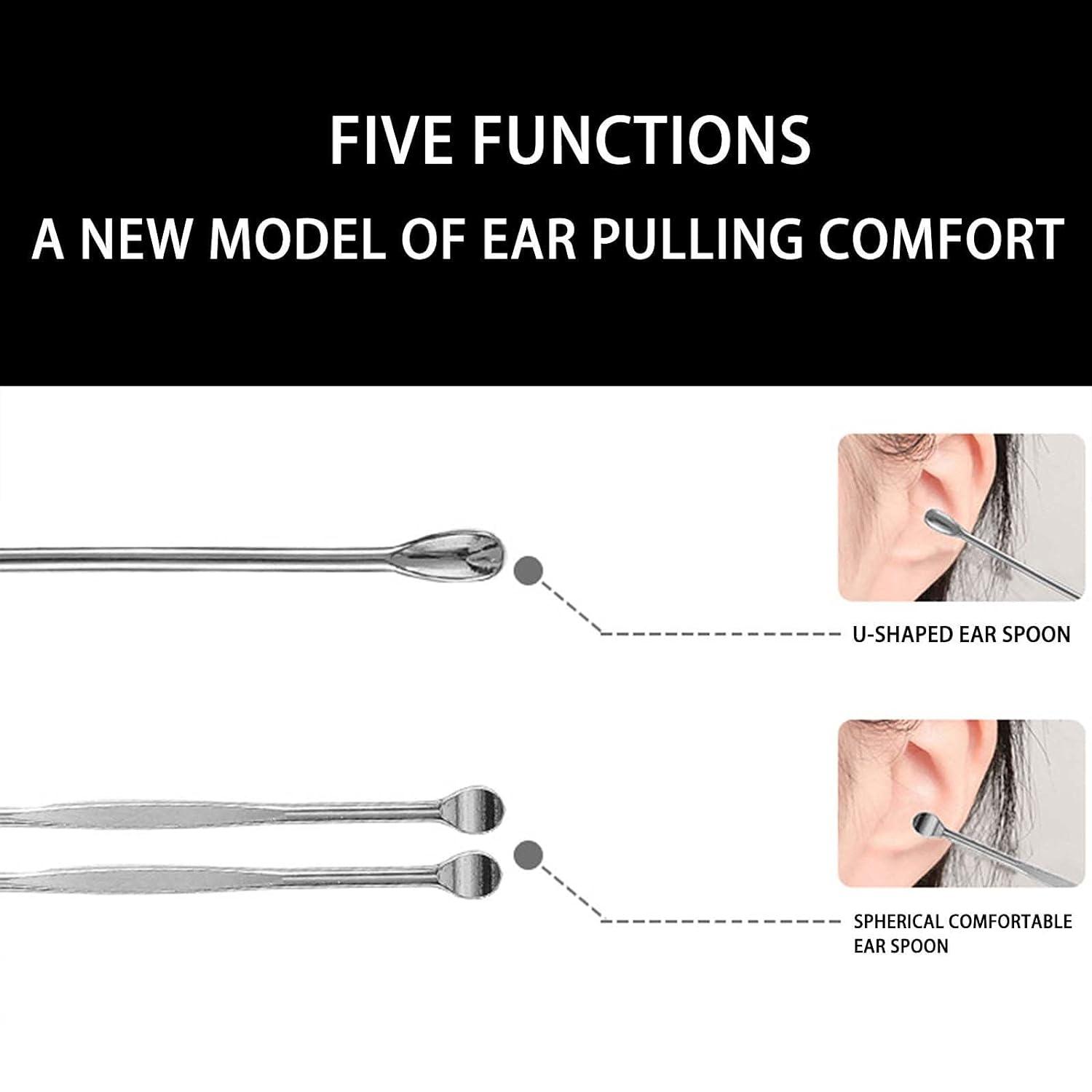 6 Pcs Stainless Steel Ear Wax Removal Kit - Portable Earwax Cleaning ...