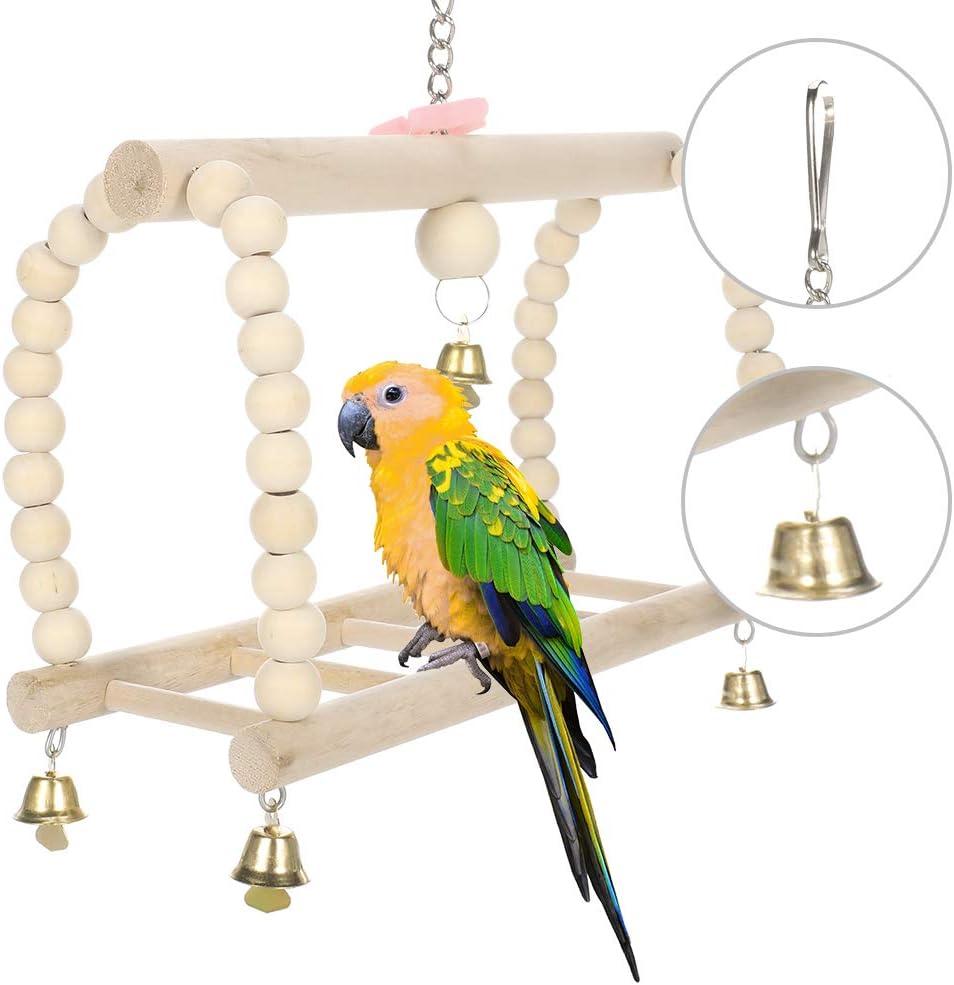 Yorgewd 7 Pack Bird Toys Natural Wood Small Bird Cage Toys Small Parrot ...