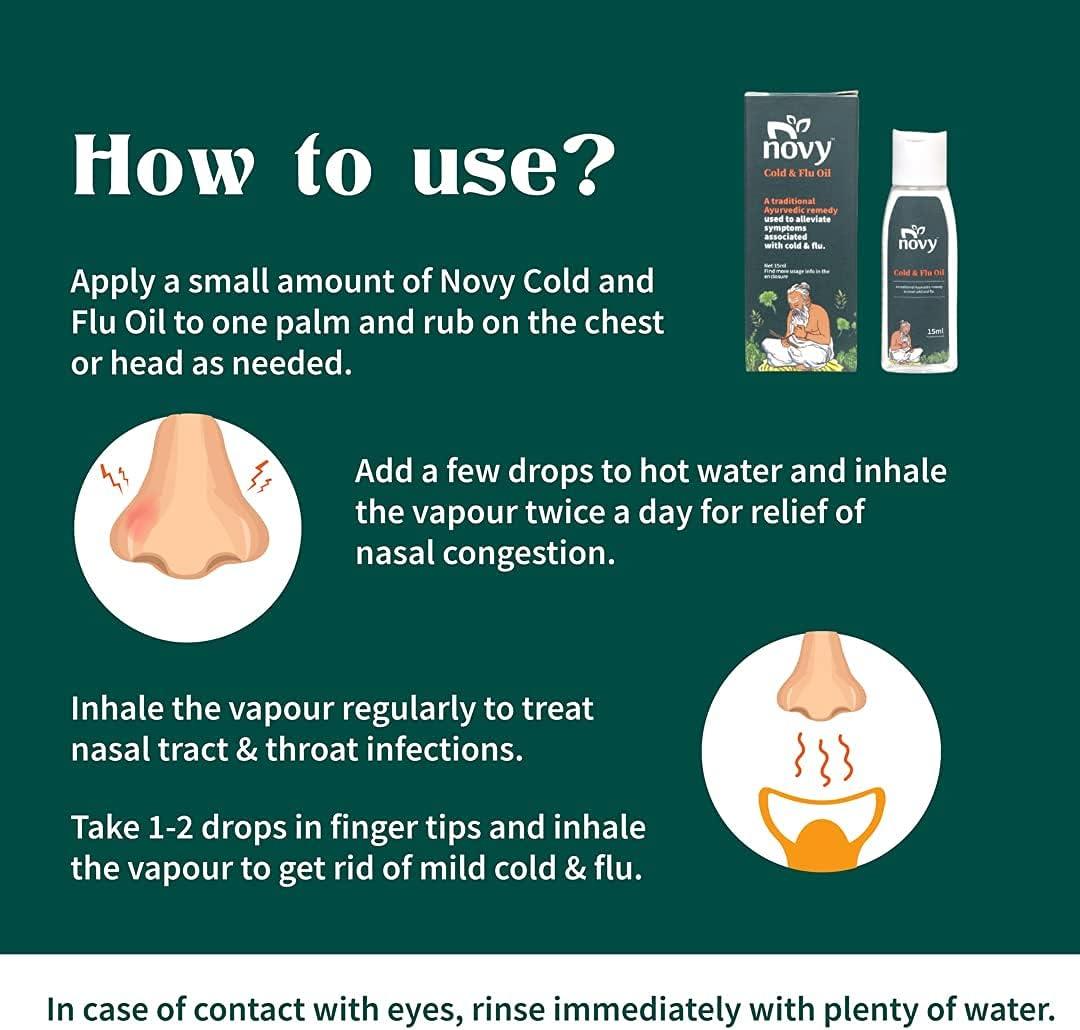 Novy Cold & Flu Instant Relief Oil | 100% Natural | Indian Ayurvedic ...