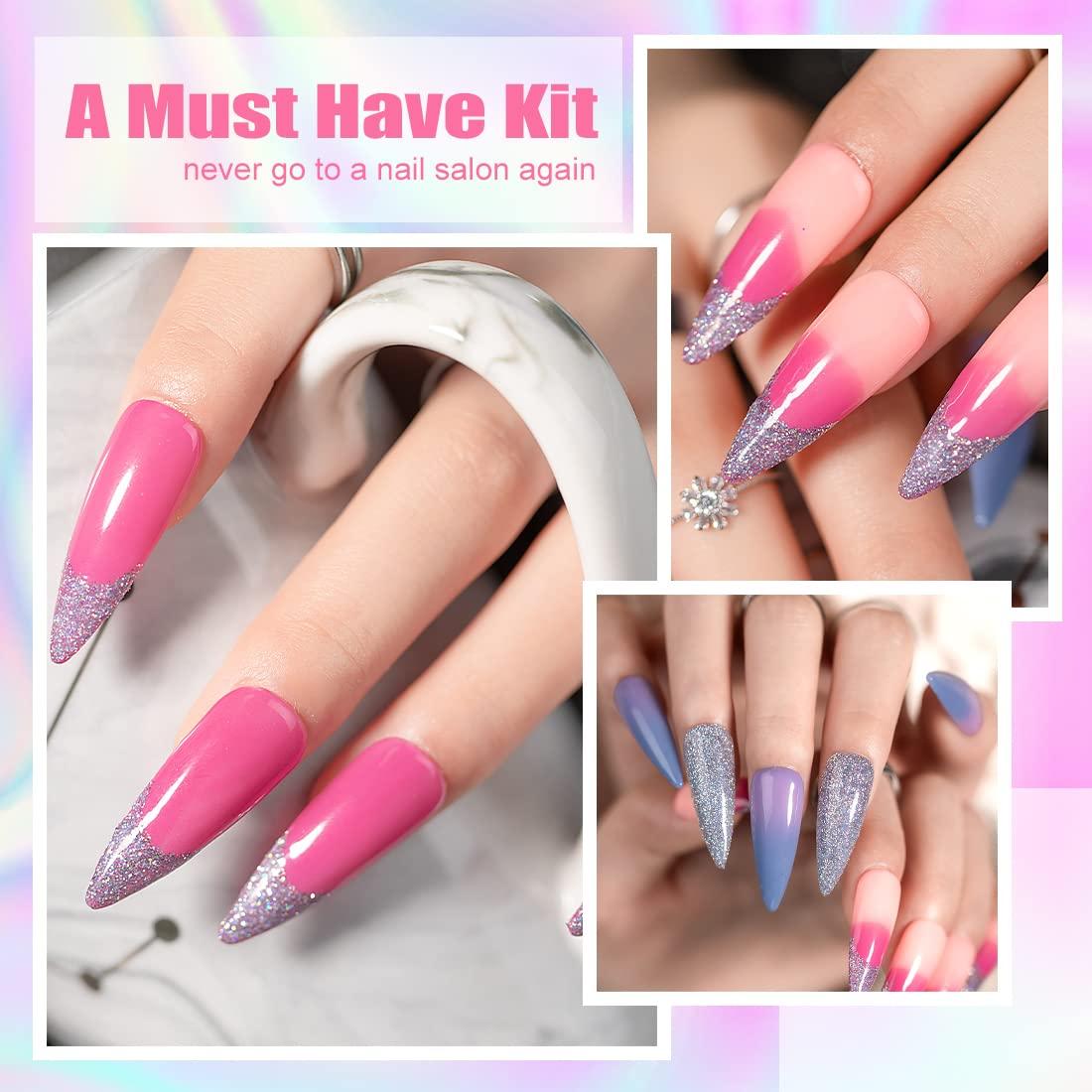 Mobray Dip Powder Nail Kit Starter with 6 Colors - Purple, Red, Grey ...