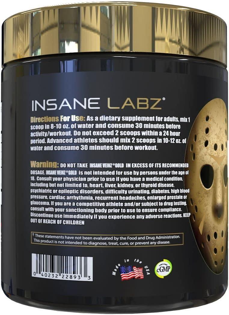 Insane Labz Insane Veinz Gold, Nitric Oxide Non Stimulant pre Workout ...