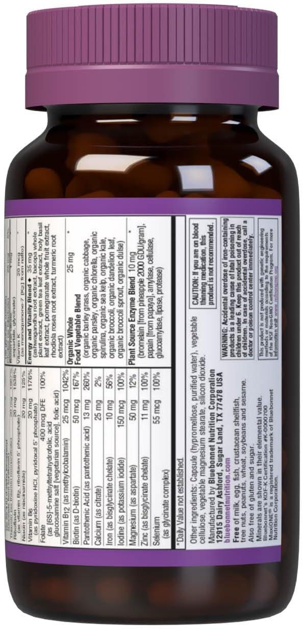 Bluebonnet Maxi One Whole Food Multivitamin with Iron - 90 Vegetarian ...