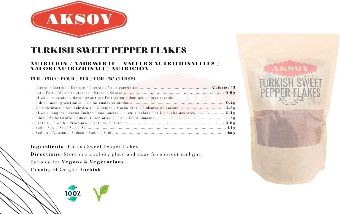 Premium Turkish Sweet Red Pepper Flakes 200g | 3-4mm Size | Aksoy ...