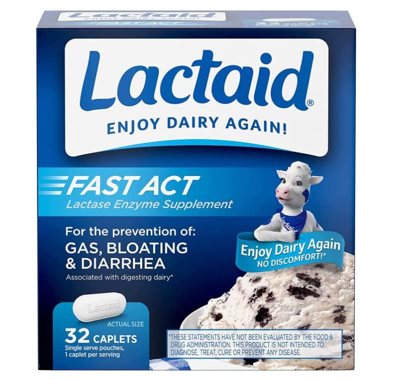 LACTAID Fast Act Caplets 32 Caplets - Pack of 3 | Fast-Acting Lactose ...