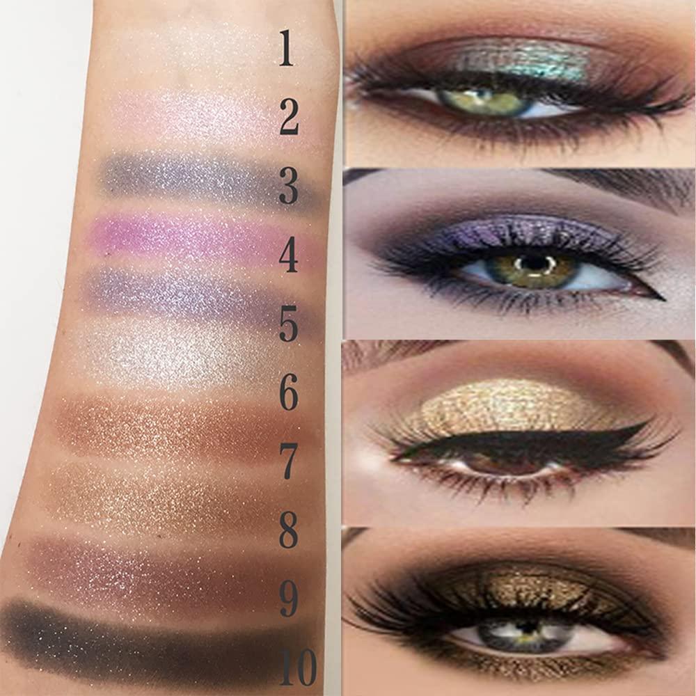 Glitter Eyeshadow Palette Set - 6 Shimmer Colors, Highly Pigmented ...