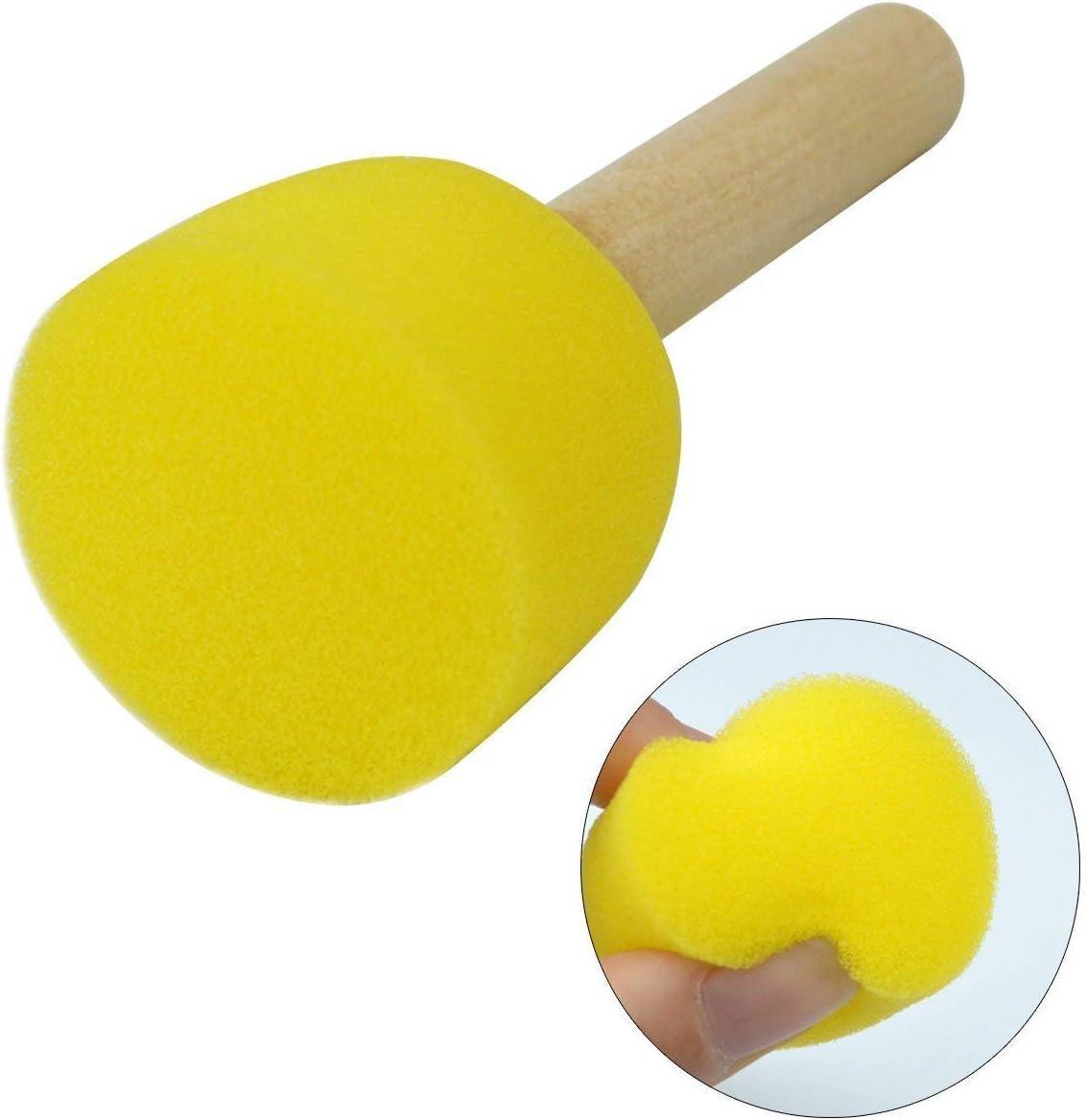WAFJAMF 40-Piece Round Sponge Brush Set - Yellow Paint Tools for Kids ...