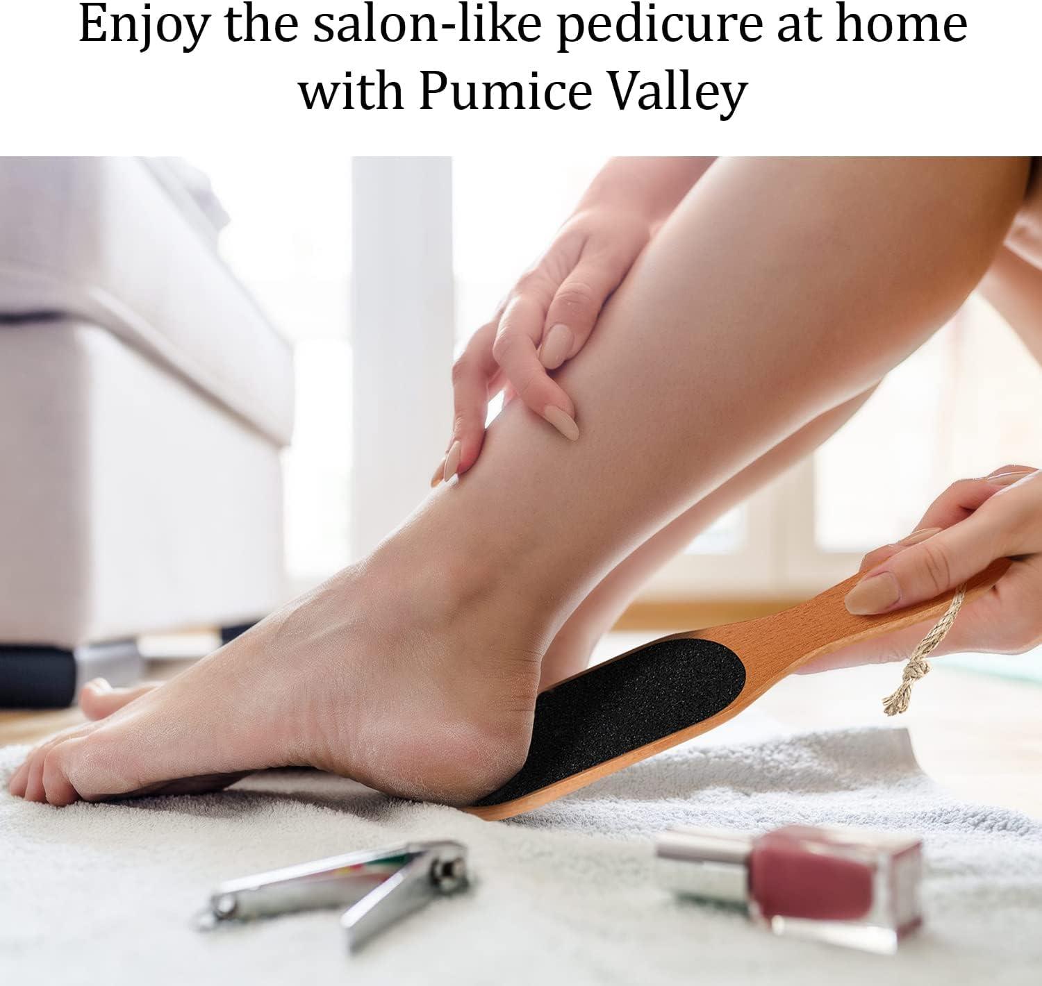Pumice Stone Foot File - Wooden Handle Pedicure Scrubber for Callus ...
