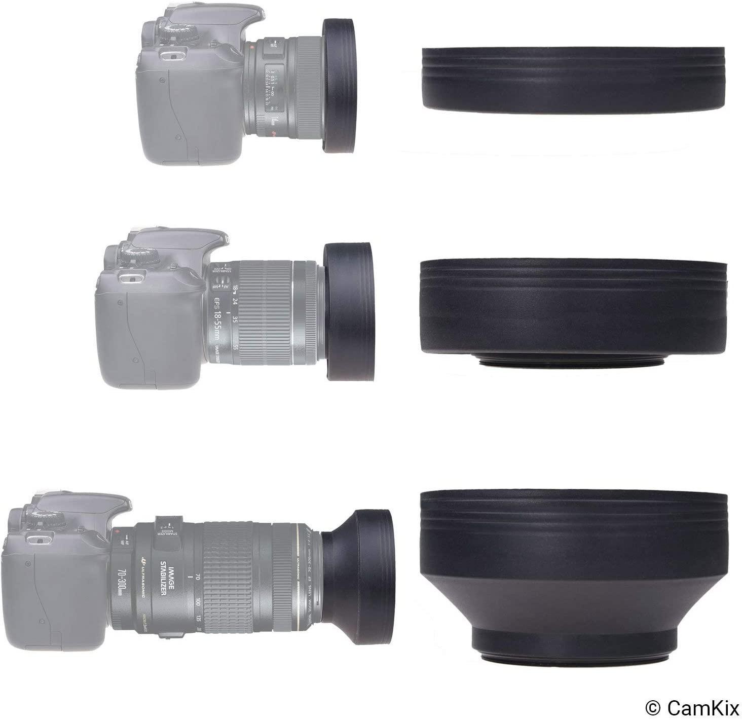 77mm Set of 2 Rubber Camera Lens Hoods and Lens Cap + Tulip Flower Sun ...