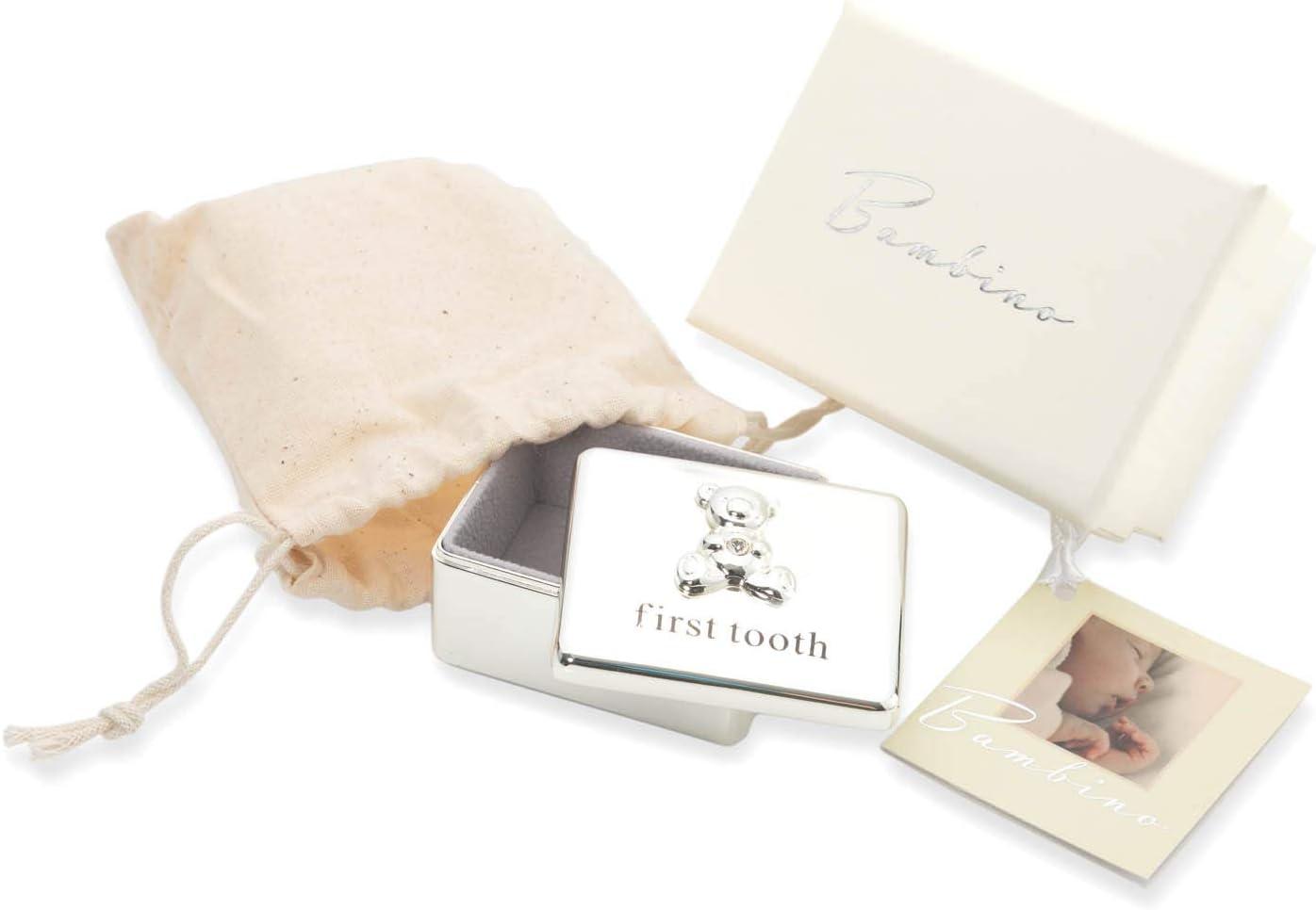Custom Engraved Silver Teddy Bear First Tooth Box - Personalized ...
