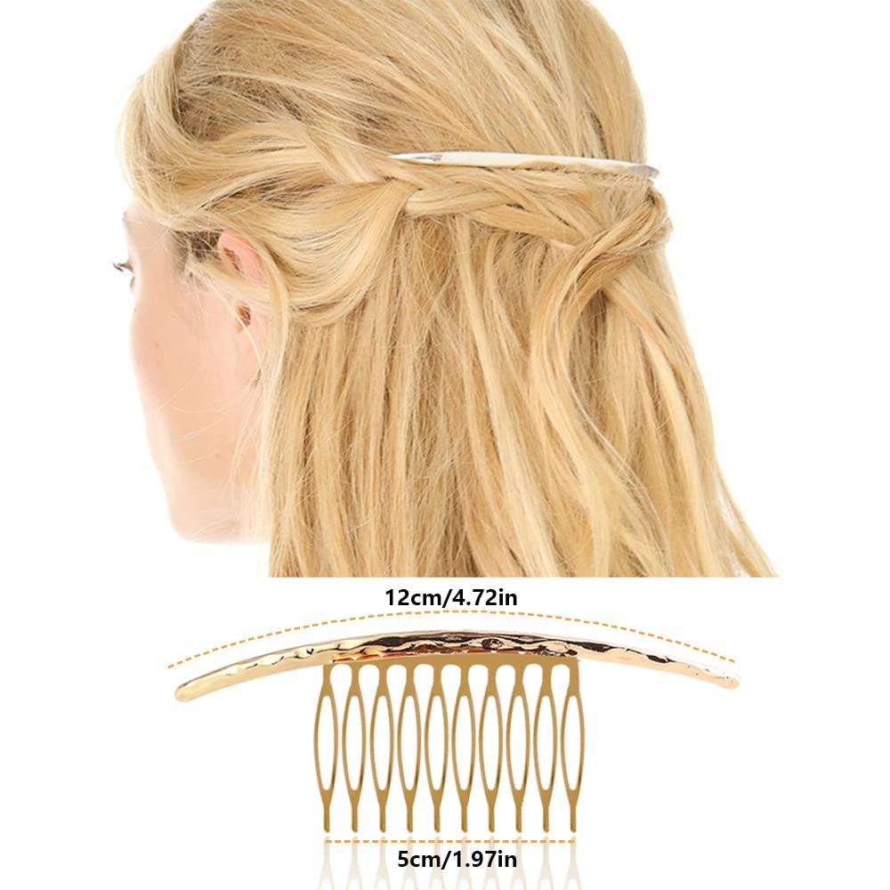 6 Pack Gold Leaf Decorative Hair Side Combs for Women - Bridal French ...