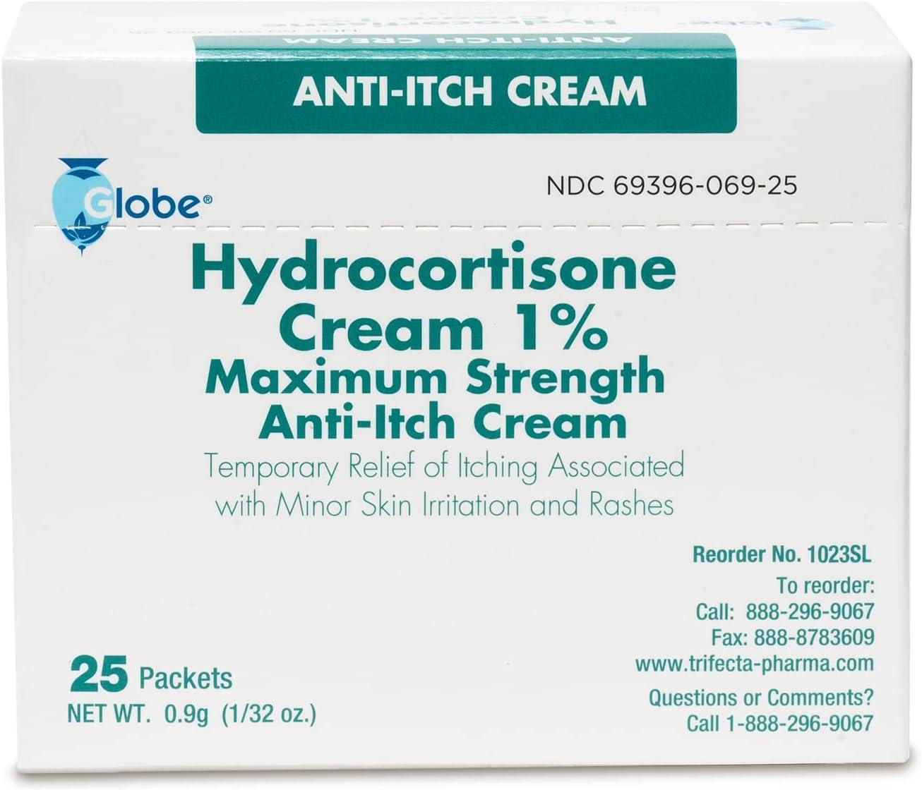 Hydrocortisone 1% Cream - 25 Count Single Packets for Itching, Rash ...