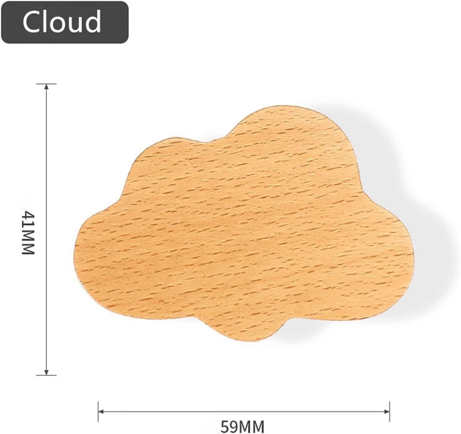 HDJNAL Cloud-Shaped Wooden Cabinet Handles - 10 Decorative Drawer Pulls ...