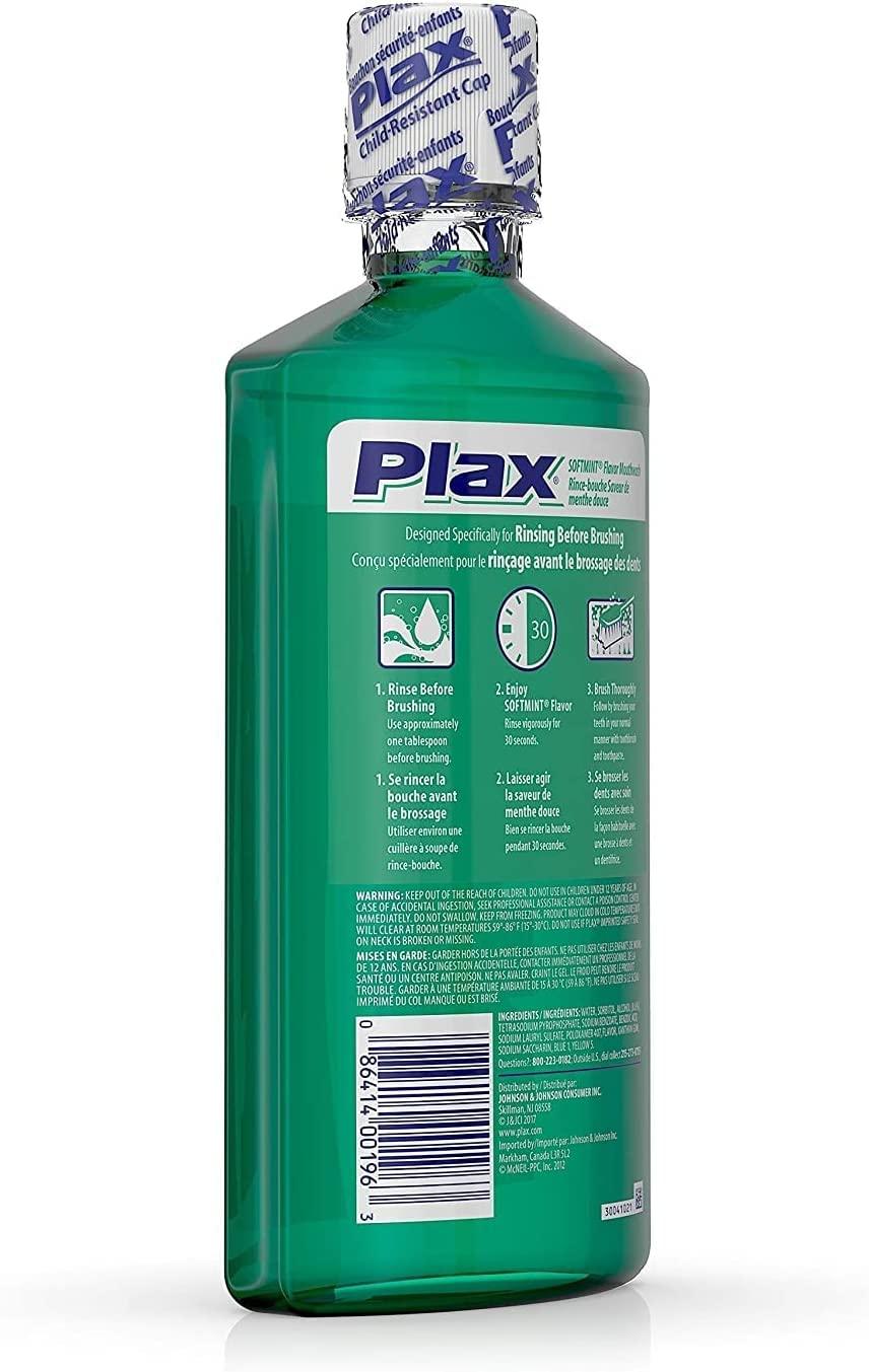 Plax Anti-Plaque Dental Rinse Soft Mint - 24 Oz (Pack of 5) | Best Oral ...