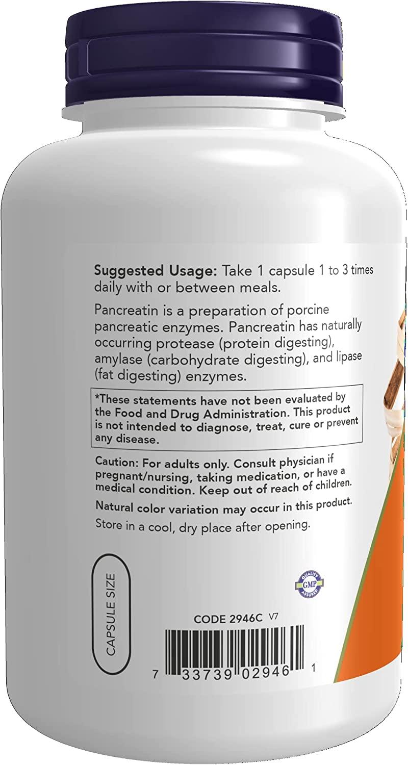 Now Foods Pancreatin 10X - 200mg, 250 Capsules - Digestive Enzyme Support