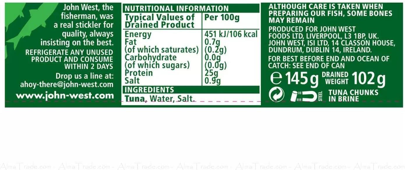 John West Tuna Chunks in Brine Tins - Naturally High in Protein - Great ...