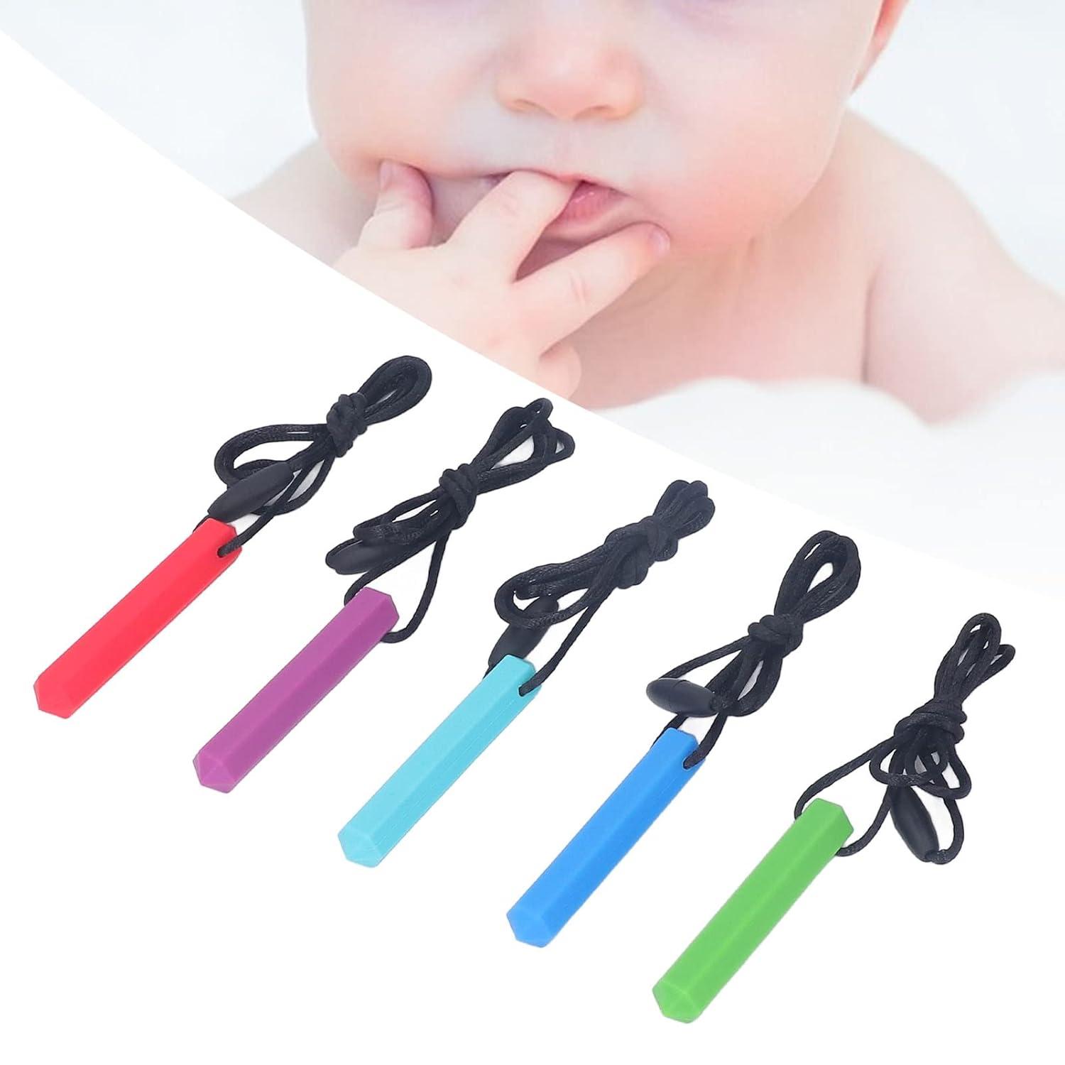 5-Piece Silicone Baby Teething Necklace - Crystal Oral Motor Aids for ...